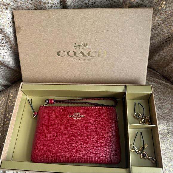 Coach | Bags | Coach Red Leather Wristlet Wallet | Poshmark